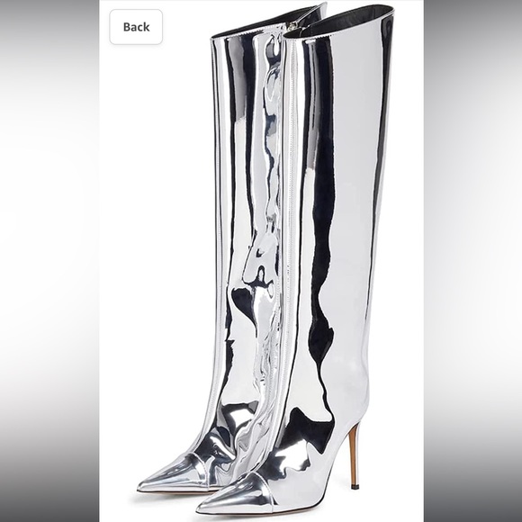 Shoes | Chrome Knee High Boots | Poshmark